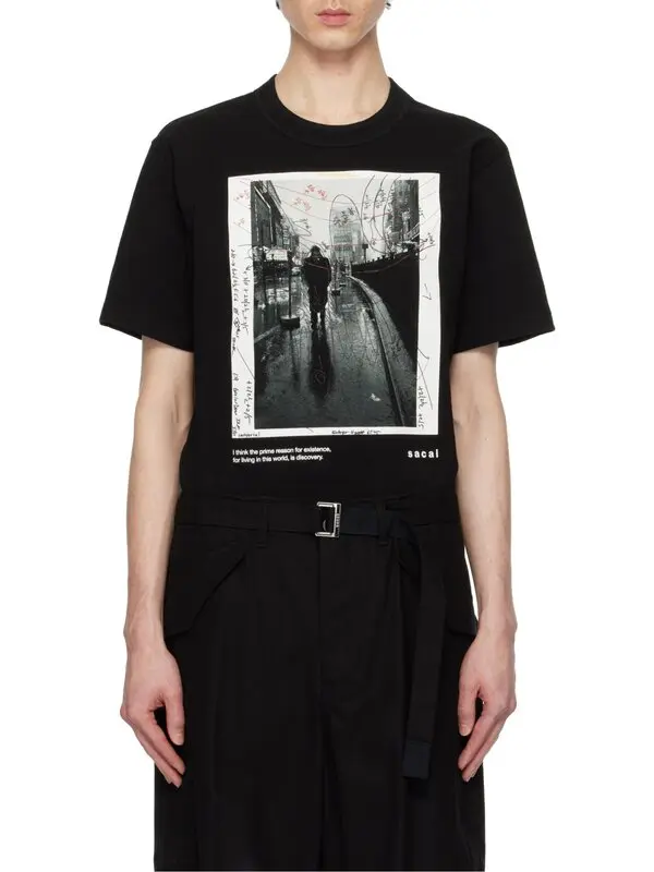 Sacai Graphic Printed Crewneck T-shirt - Black