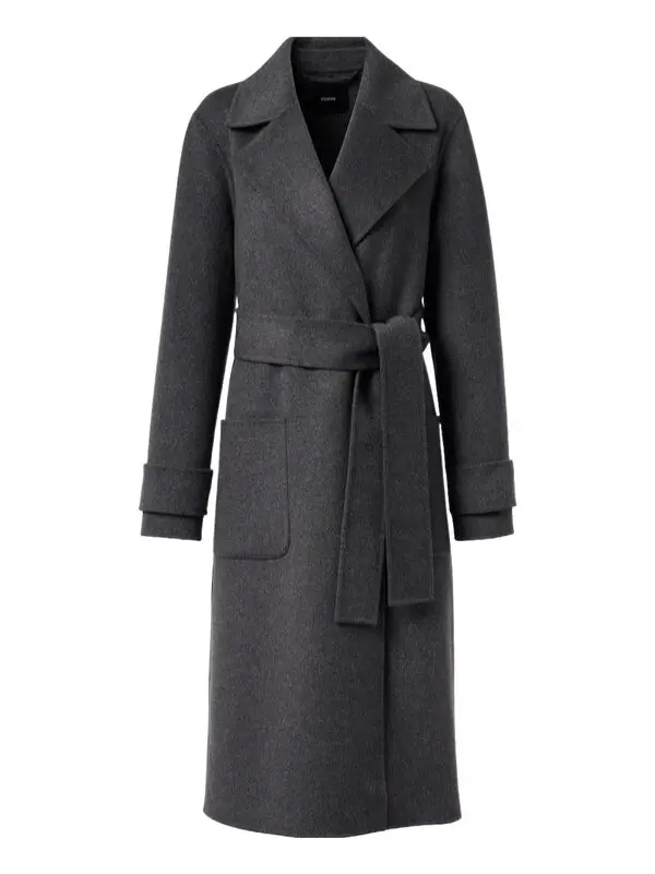 JOSEPH Belted Long-sleeved Coat - Black