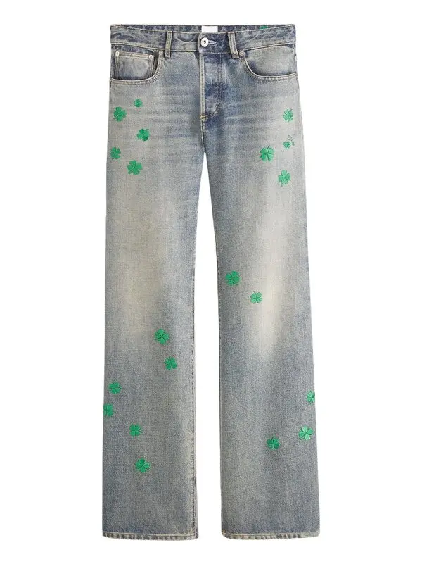 Dior Flared Embroidered Jeans - Blue