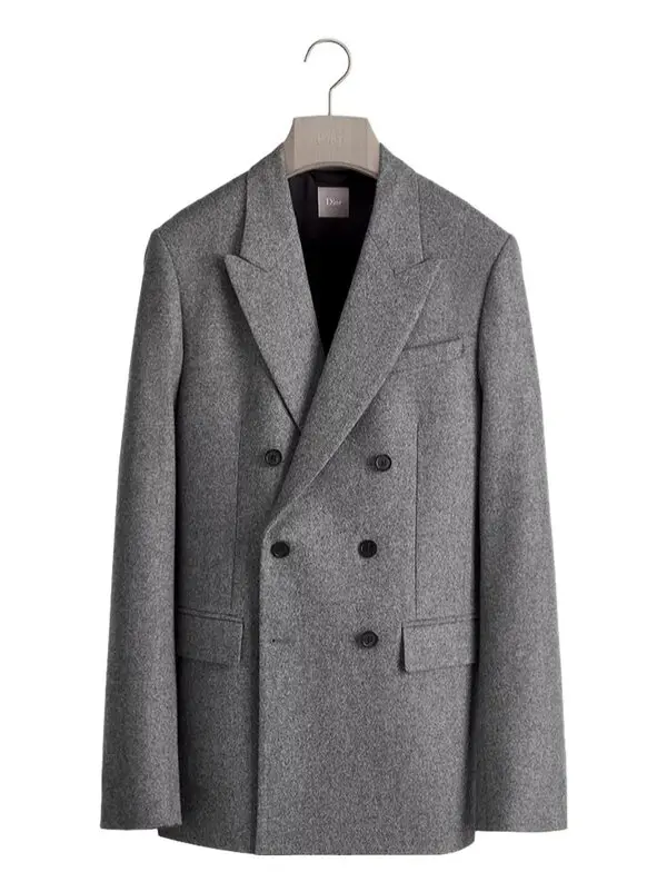 Dior Double-breasted Jacket With Notch Lapel - Gray