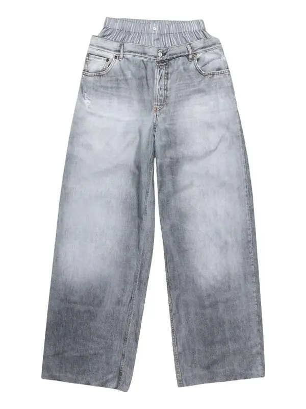 Acne Studios Wide-leg Denim Trousers With Elasticated Waist - Gray