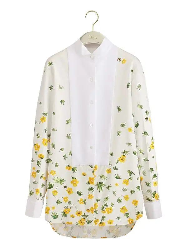 Dior Blouse With Floral Print And Bee Motif - White