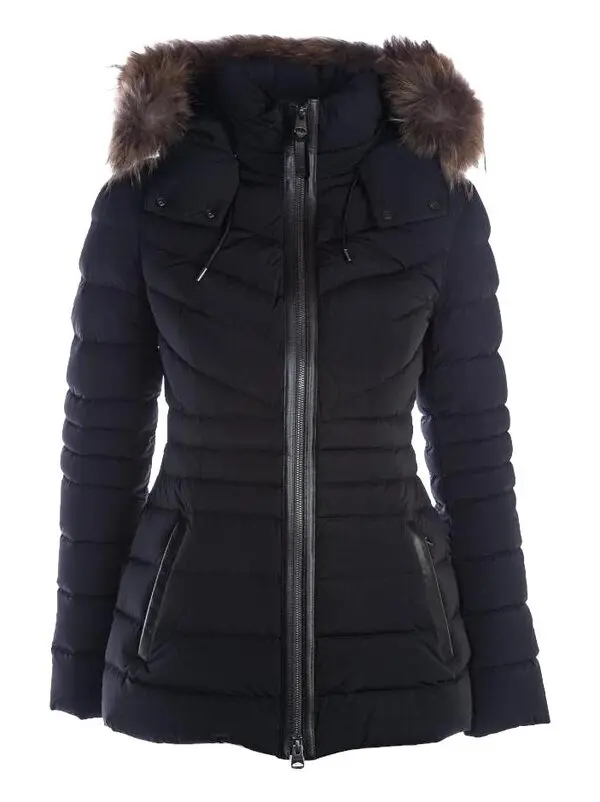 Mackage Hooded Down Jacket With Fur Trim - Black