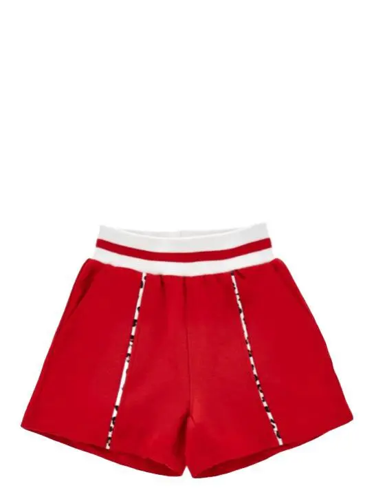 Monnalisa Elastic Waist Shorts With White Stripe Detailing - Red
