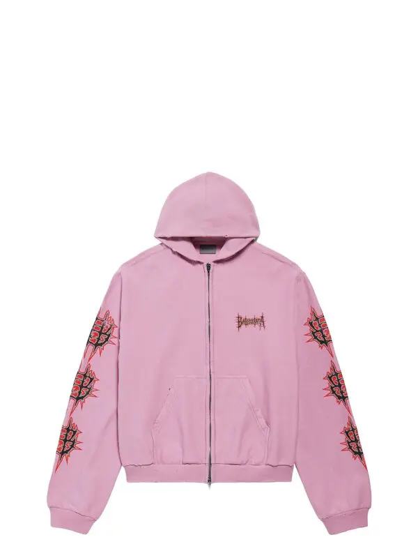 Balenciaga Sacré Cœur Zip-up Hoodie - Pink