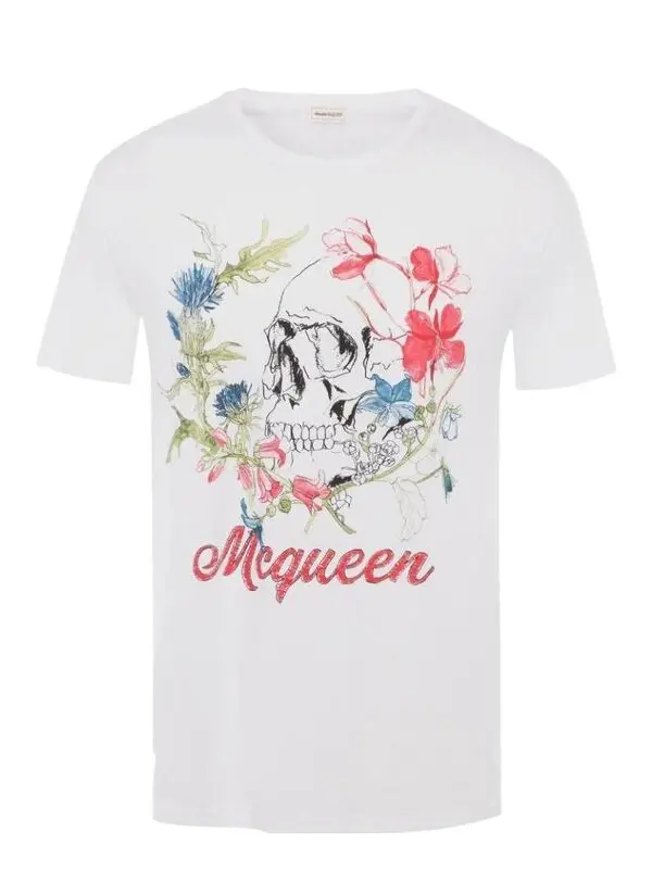 Alexander McQueen Deconstructed Floral Skull T-shirt - White