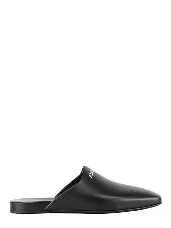 Balenciaga Logo Flat Mules - Black