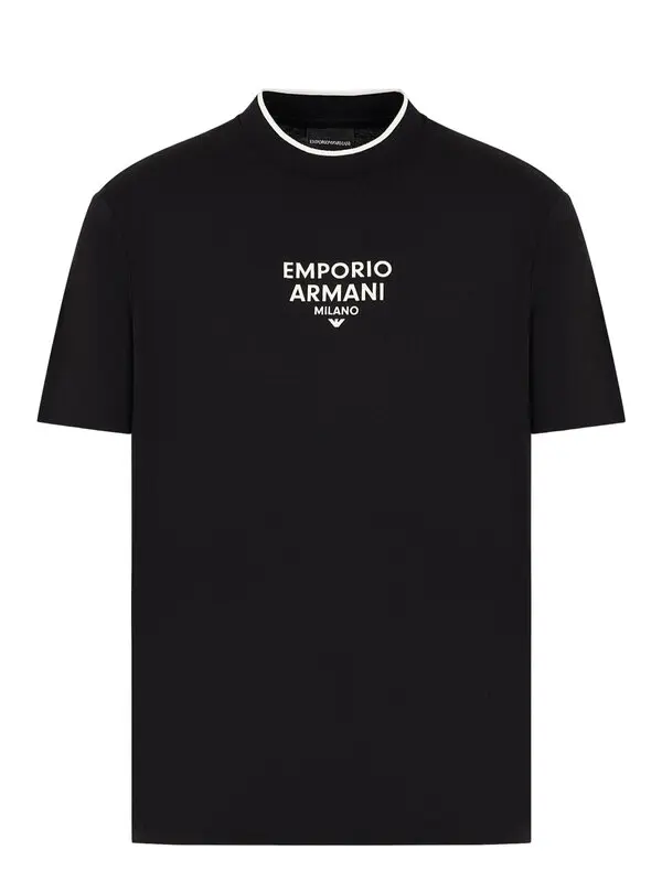 Emporio Armani Logo-rubberised Crewneck T-shirt - Black