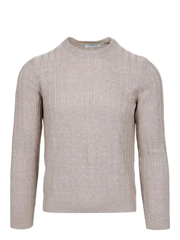 GRAN SASSO Long Sleeve Crew Neck Sweater - Beige