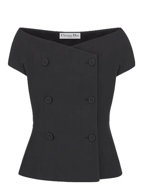 Dior Off-the-shoulder Double-breasted Jacket - Black