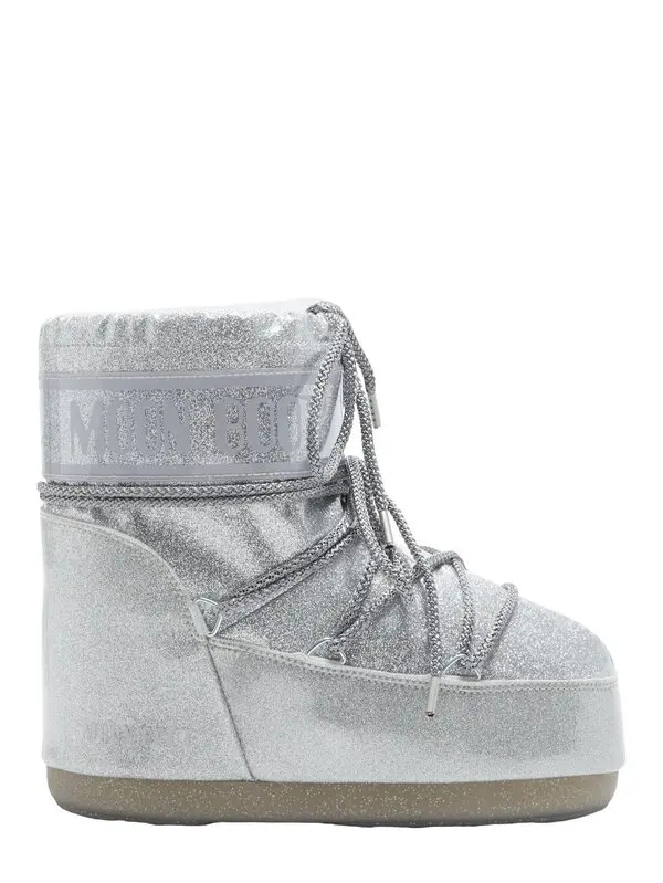 Moon Boot Icon Low Glitter Lace-up Boots - Silver