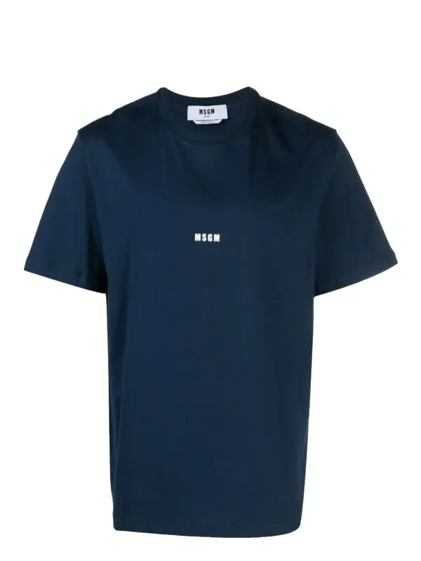 MSGM Logo-printed Crewneck T-shirt - Blue