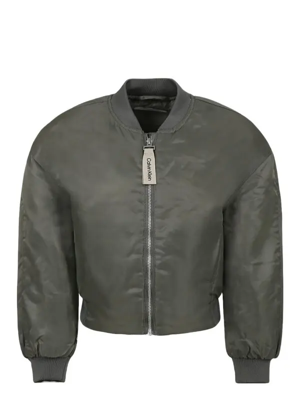 Calvin Klein Ribbed Collar Long Sleeve Zip-up Jacket - Black