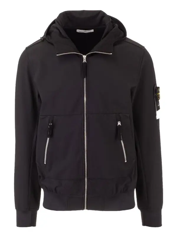 Stone Island Logo-patch Hooded Jacket - Black