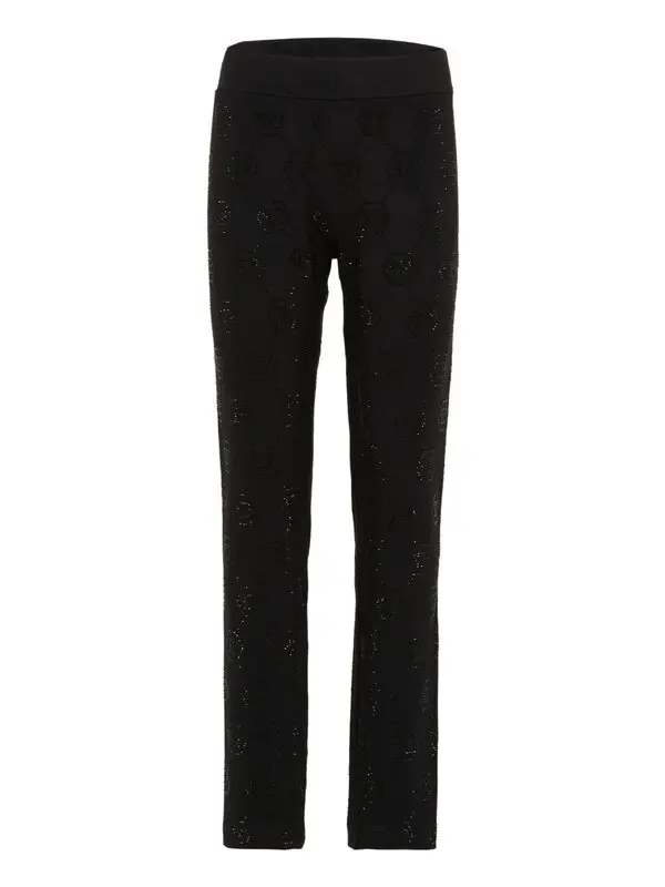 Philipp Plein Rhinestone Logo Elastic Waistband Leggings - Black