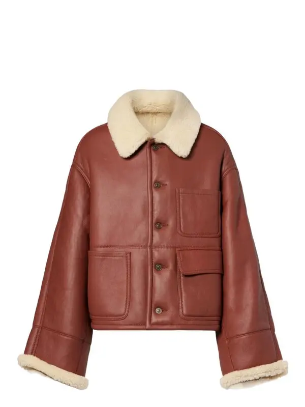 Victoria Beckham Leather Lapel Jacket - Brown