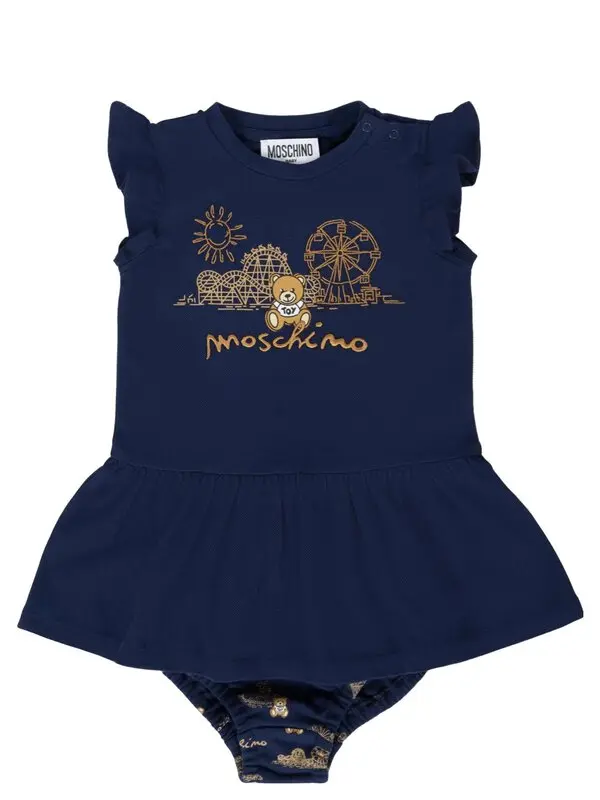 Moschino Ruffled Sleeve Dress And Shorts Set - Blue
