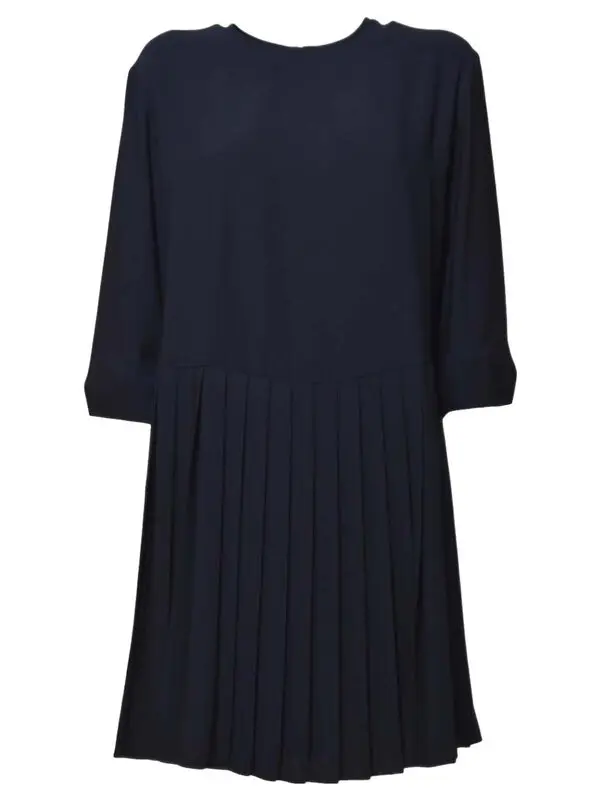 Aspesi Round Neck Dress With Pleated Hem - Black