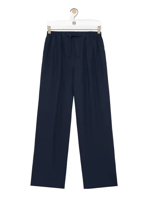 Loewe Elastic Waist Straight Leg Trousers - Navy