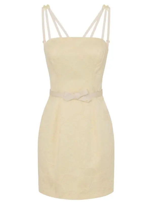 Elisabetta Franchi Floral Jacquard Mini Dress - Lemonade