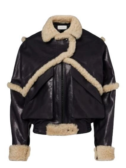 Magda Butrym Long Sleeve Leather Jacket With Zipper Detail - Black