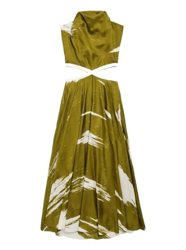 Balenciaga Brush Scratch Cut-out Dress - Khaki