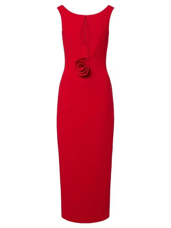 Magda Butrym Floral Appliqué Wool-blend Gown - Red