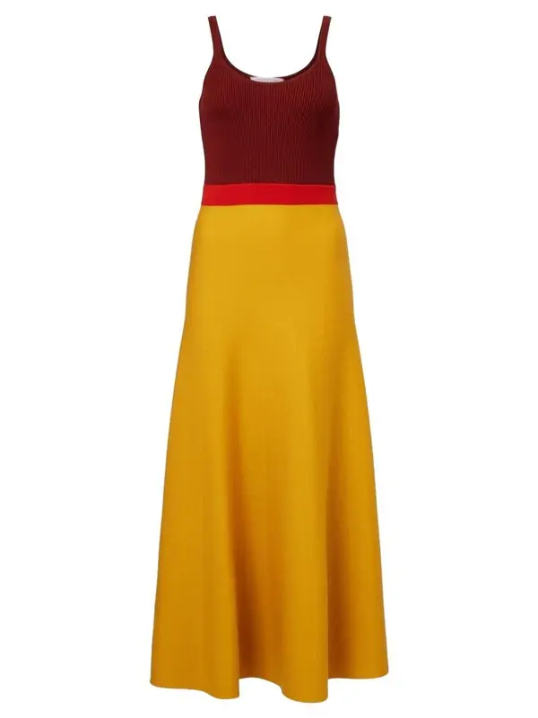 Gabriela Hearst Flaminius Colorblocked Wool Maxi Dress - Brown