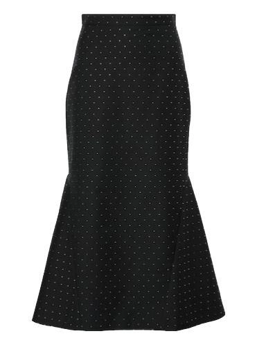 Erdem Polka-dot Cotton And Wool Lamé Midi Skirt - Black