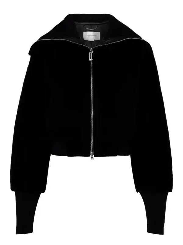 Victoria Beckham Cropped Zip Up Jacket - Black