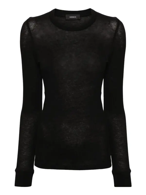 Wardrobe.NYC Slim Fit Long Sleeve T-shirt - Black