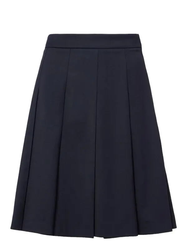 Alessandra Rich Pleated Wool Blend Miniskirt - Navy Blue