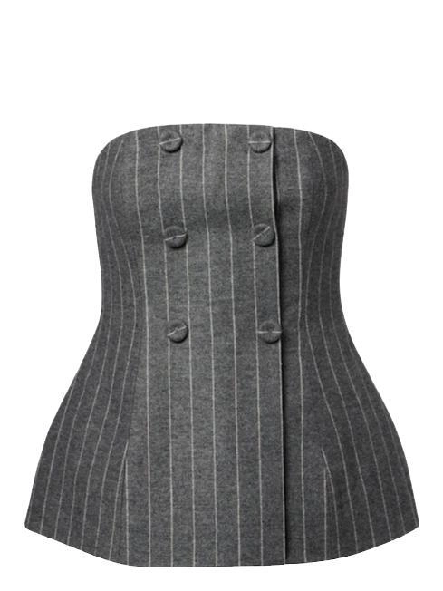 Carolina Herrera Strapless Double-breasted Striped Top - Black