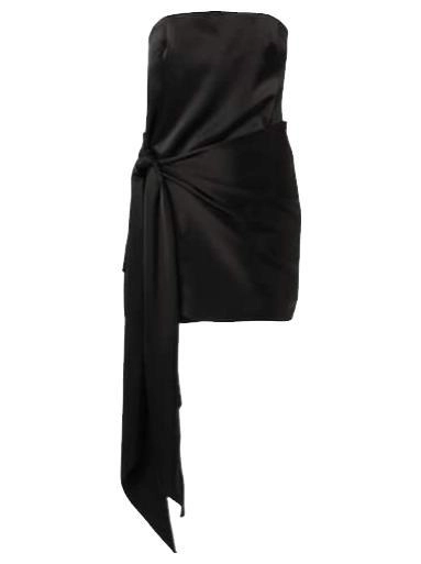 David Koma Off-the-shoulder Satin Mini Dress With Tie Detail - Black