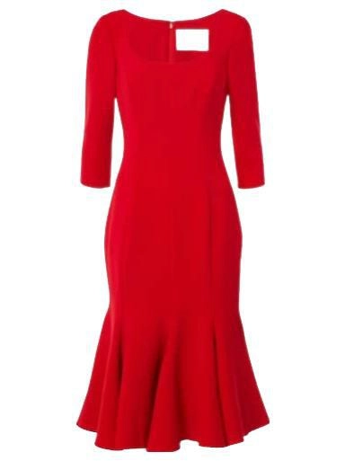Carolina Herrera Crêpe Midi Dress With Square Neckline And Flared Trumpet Silhouette - Red