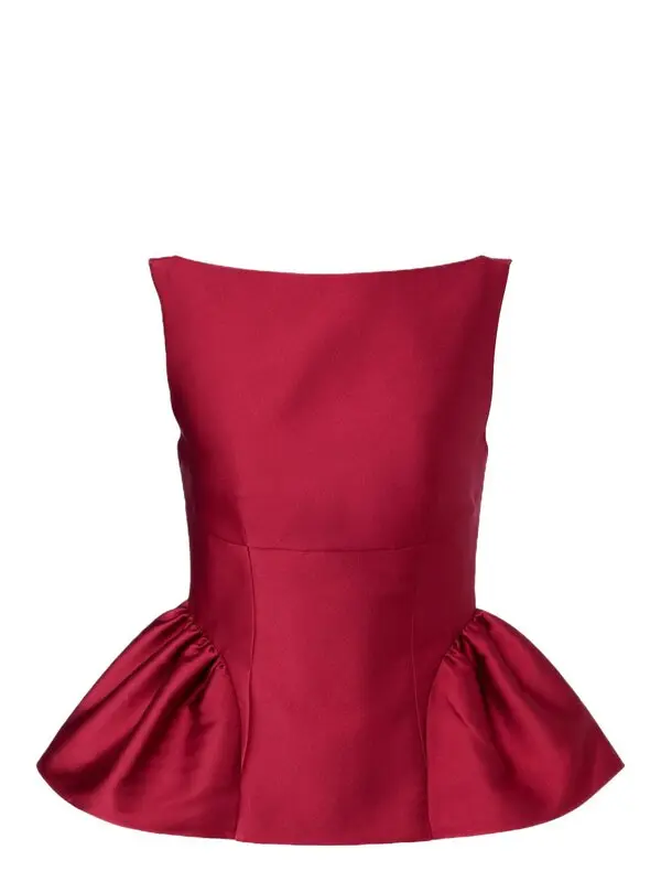 Roland Mouret Peplum Taffeta Top - Red