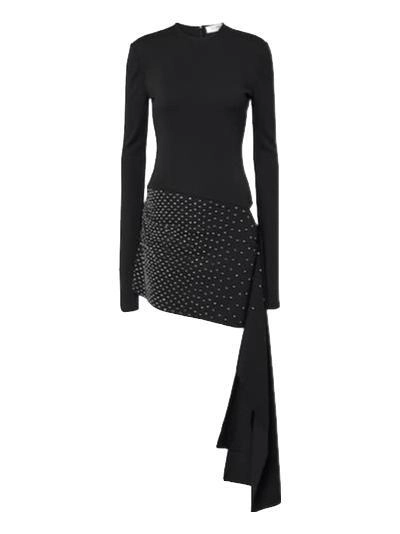 Attico Embellished Asymmetrical Minidress - Black