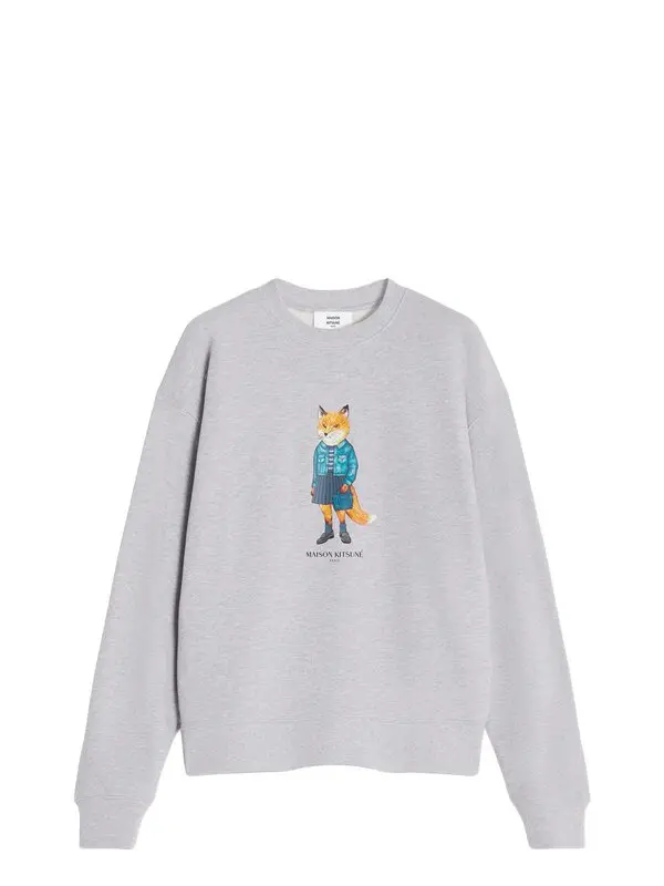 Maison Kitsuné Dressed Fox Print Sweatshirt - Light Grey
