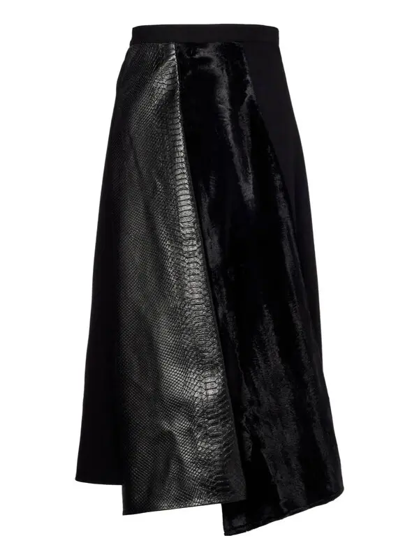 Junya Watanabe High Waist Asymmetrical Hem Skirt - Black