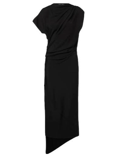 Proenza Schouler Asymmetrical Draped Midi Dress - Black