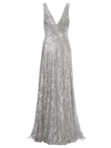 Monique Lhuillier Sequined Tulle Gown - Gray