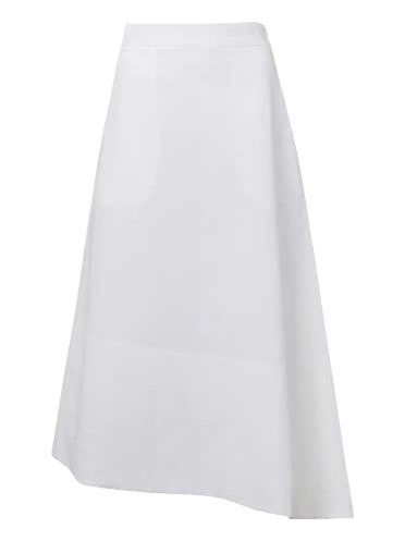 JIL SANDER Asymmetric Linen Midi Skirt - White