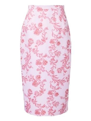 EMILIA WICKSTEAD Lorelei Floral Taffeta Faille Pencil Skirt - Pink