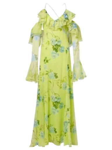 Blumarine Floral Silk Crepe Gown - Green
