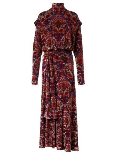 Rabanne Draped Jacquard Maxi Dress - Red