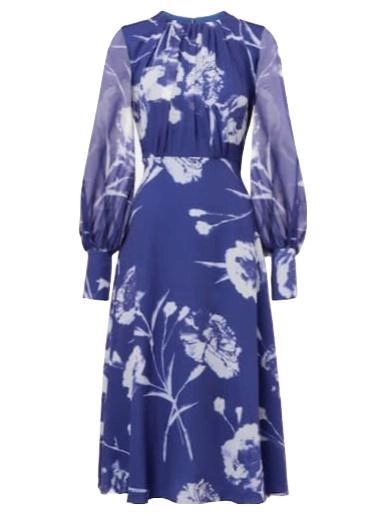Erdem Floral Silk Voile Midi Dress - Blue