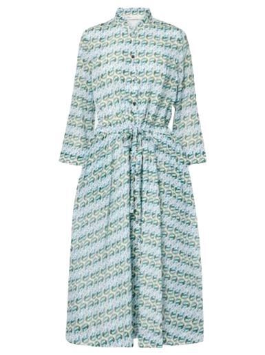 Tory Burch Printed Silk And Cotton Midi Dress - Gray