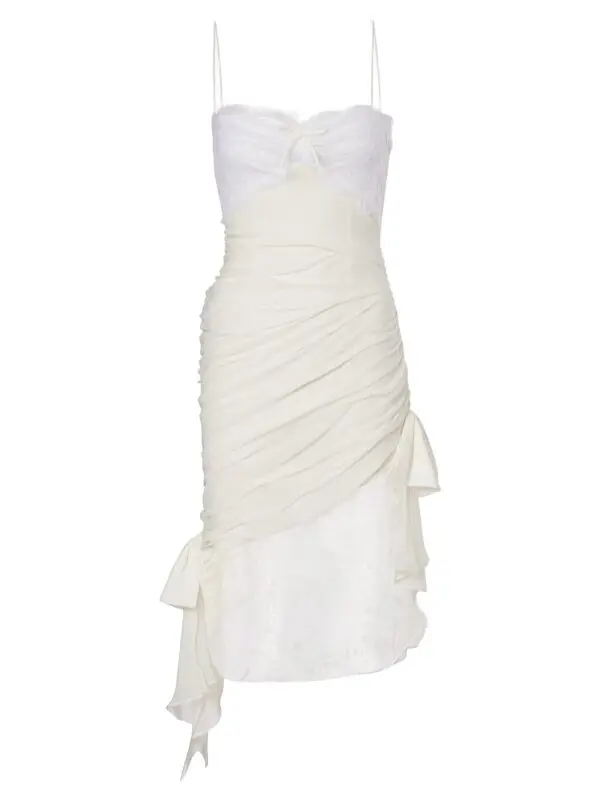 Alessandra Rich Lace-trimmed Silk Georgette Midi Dress - White