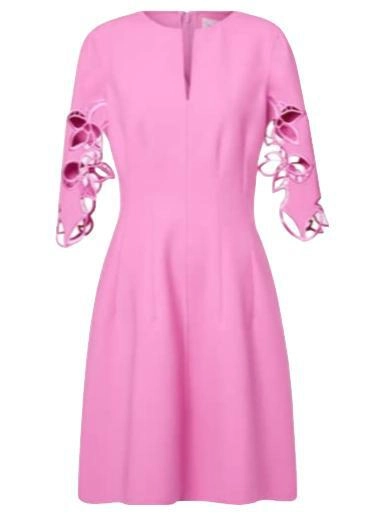 Oscar De La Renta Embroidered Wool-blend Lace Midi Dress - Pink