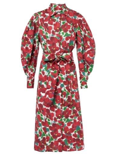 Carolina Herrera Floral Cotton-blend Shirt Dress - Red